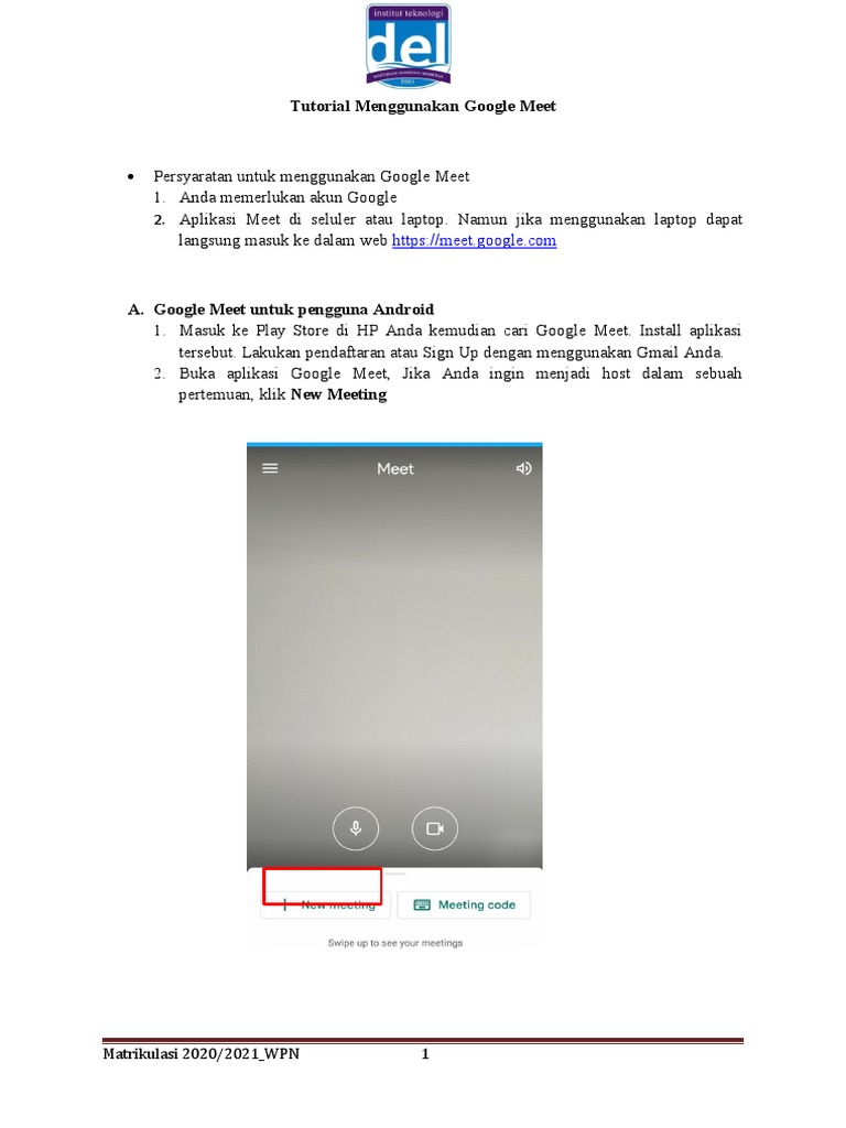 Tutorial Menggunakan Google Meet | PDF
