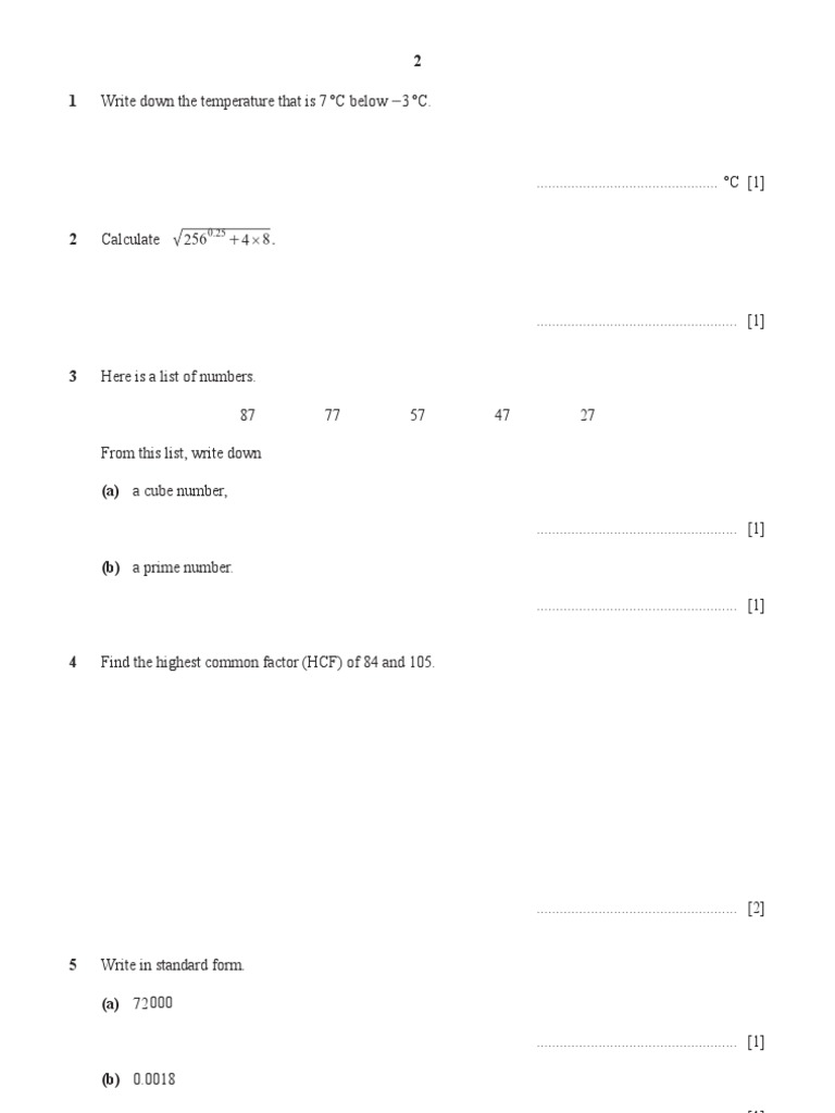 2 1 Write Down The Temperature That Is 7: 0580/23/O/N/19 © UCLES 2019 ...
