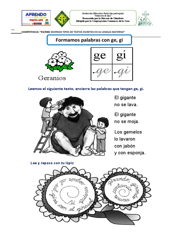 Formamos Palabras Con Ge, Gi | PDF
