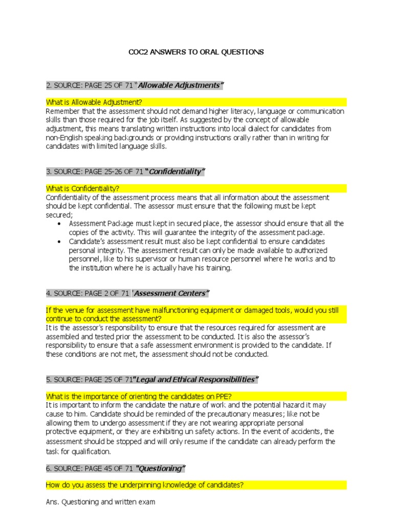 Allowable Adjustments": Coc2 Answers To Oral Questions | PDF ...