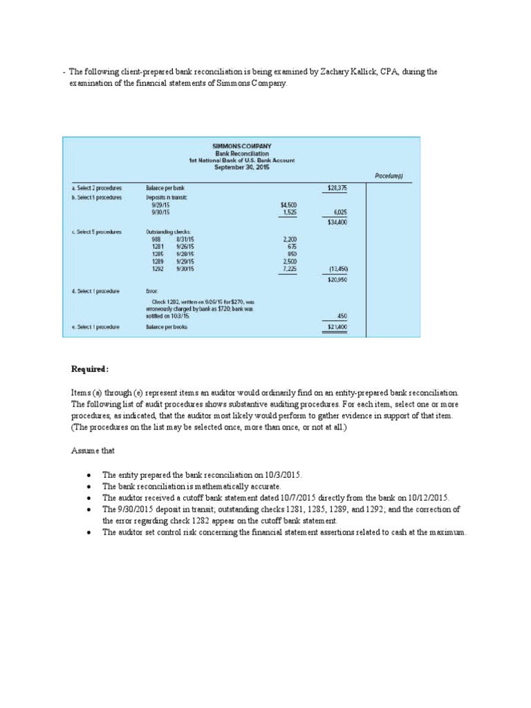 Cash Audit Procedures for Reconciliation | PDF