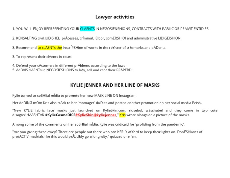 Lawyer Activities: #Kylieskin @kyliejenner | PDF