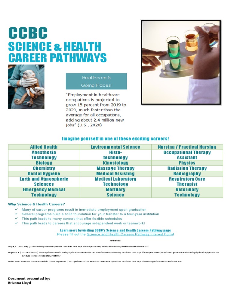 CCBC Science and Health Career Pathway 1 | PDF | Nursing | Medicine