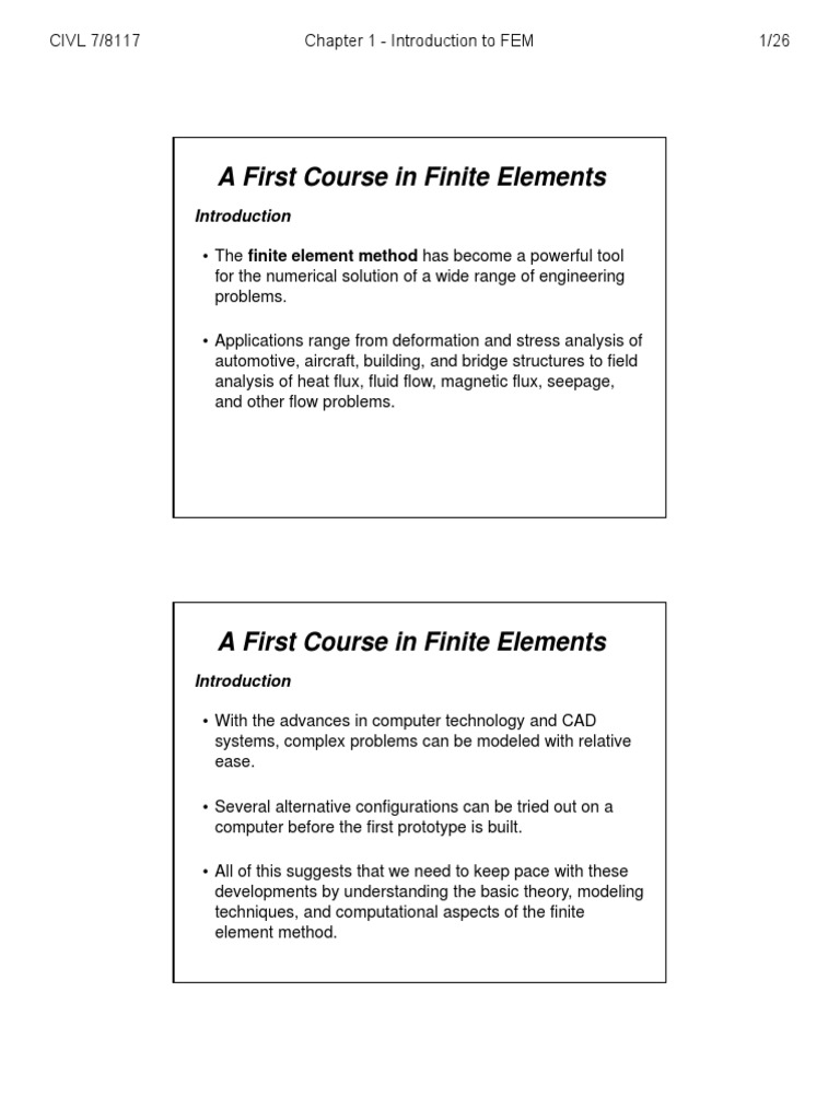 A First Course in The Finite Element Method - Lecture Slides PDF | PDF ...