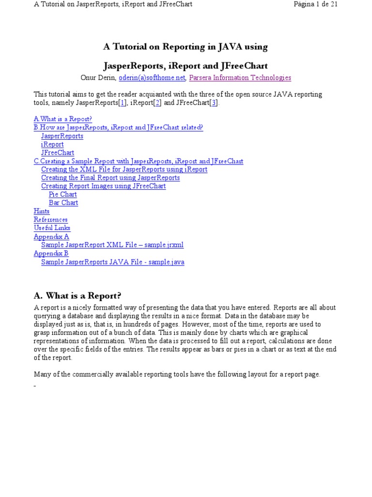A Tutorial On Reporting in Java Using Jasperreports, Ireport and Jfreechart | PDF | Library ...