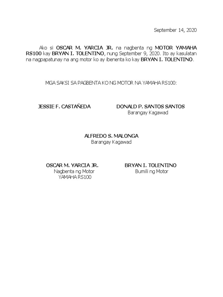 Bryan I. Tolentino Kasulatan | PDF