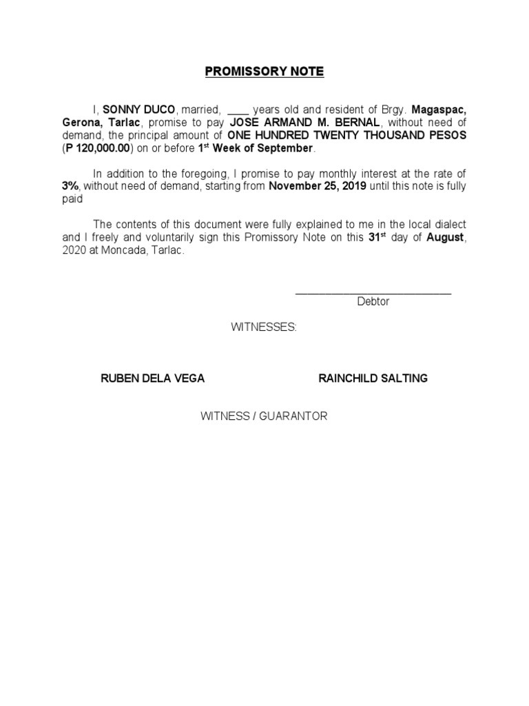 PROMISSORY NOTE Jose Armand | PDF | Interest Bearing Instruments | Liability (Financial Accounting)