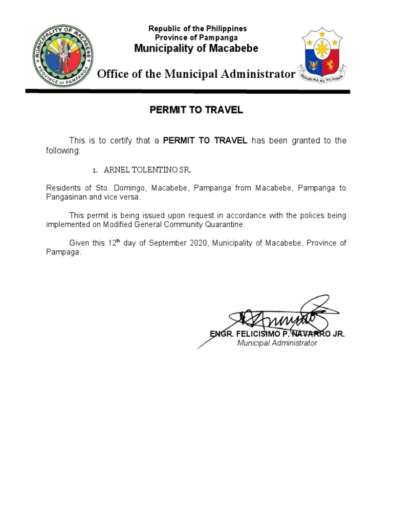 Permit To Travel | PDF