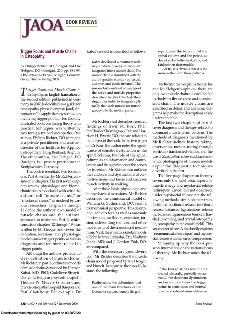 Book Reviews: Trigger Points and Muscle Chains in Osteopathy | Download ...