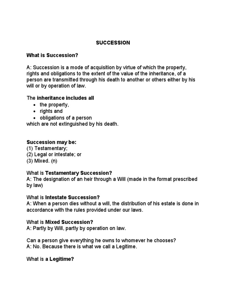 Basic Rules On Succession | PDF | Intestacy | Inheritance