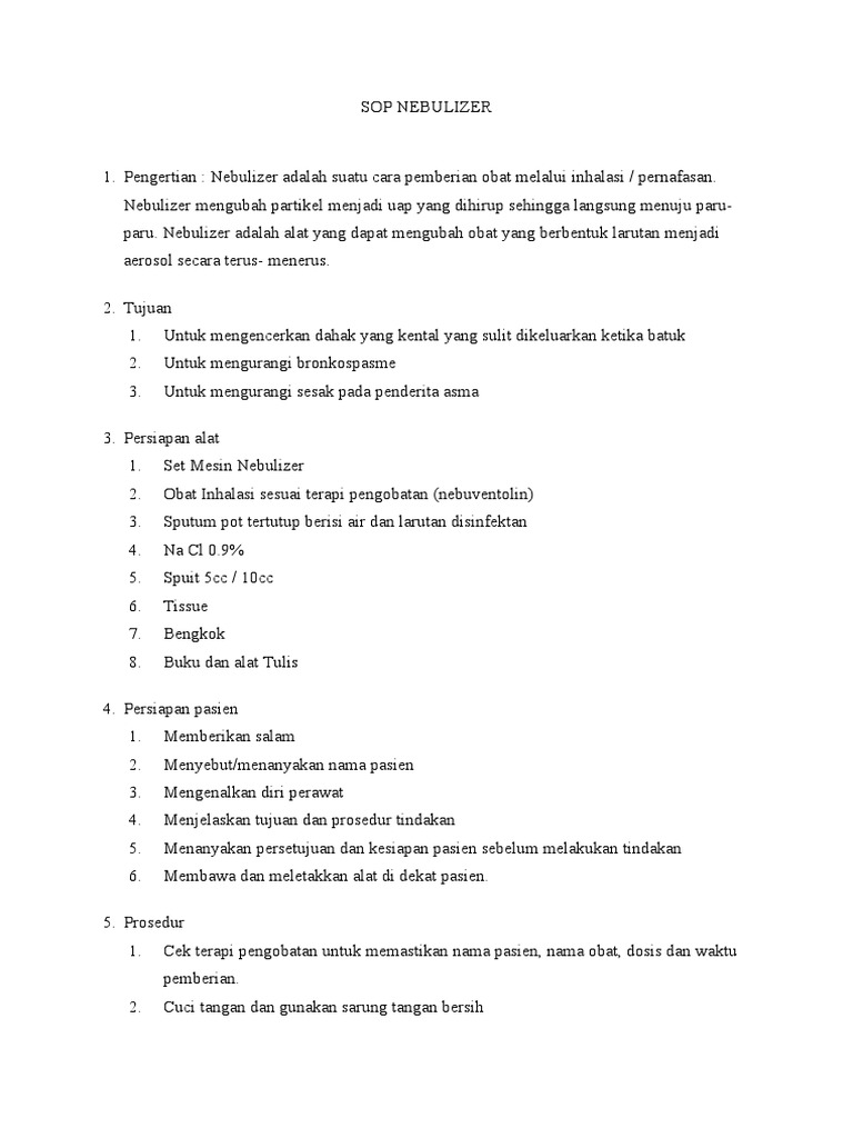 Sop Nebulizer | PDF