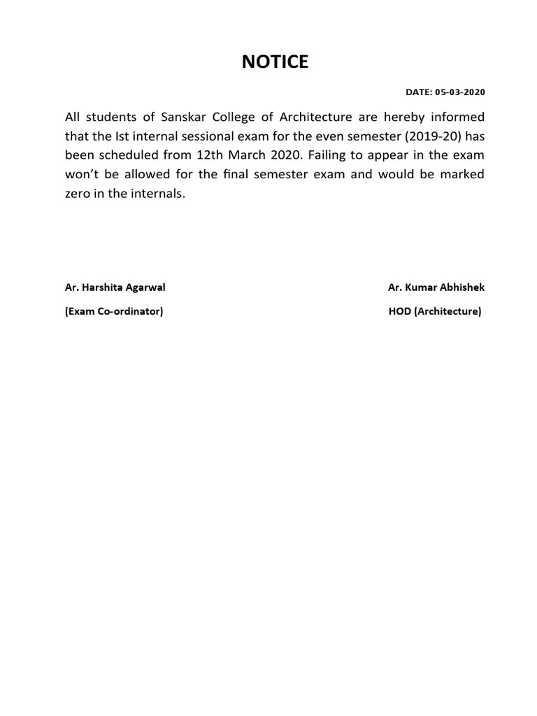 Sessional Exam Notice | PDF