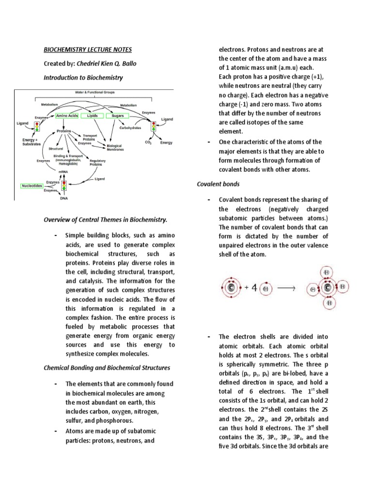BIOCHEMISTRY Notes | PDF | Carbohydrates | Biochemistry