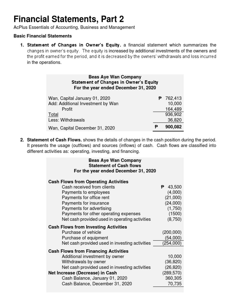 Financial Statements 2 Module Pdf Cash Flow Statement Expense