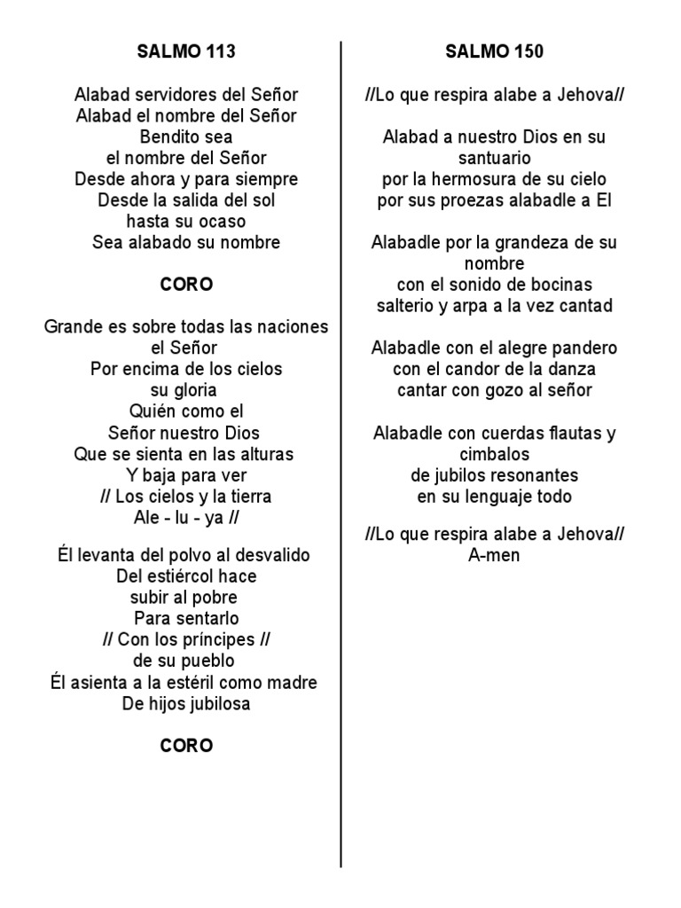 Salmo 113 y 150 | PDF | Salmos | Religión y creencia