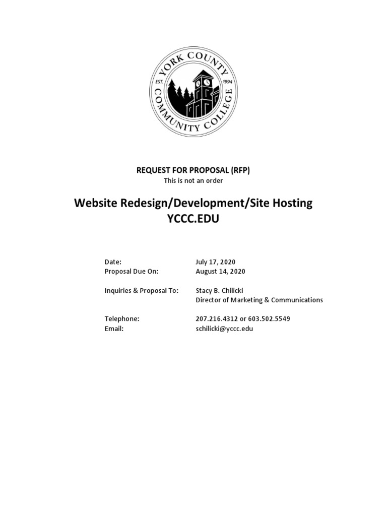 Website Redesign/Development/Site Hosting Yccc - Edu: Request For ...
