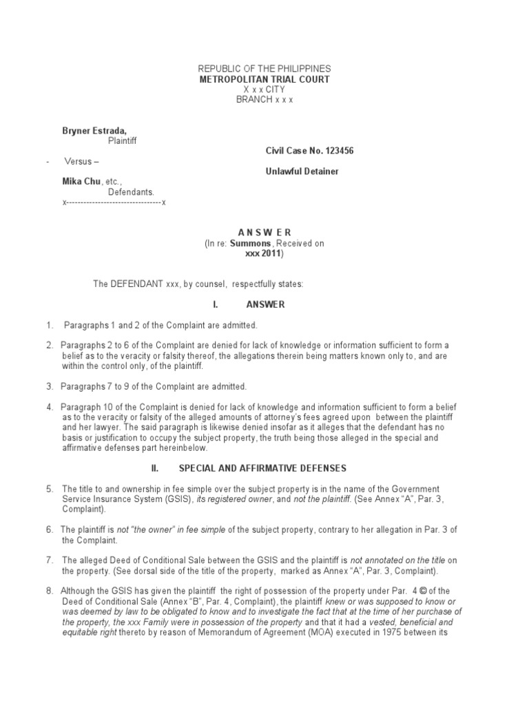 Compulsory Counterclaim | PDF | Lawsuit | Complaint