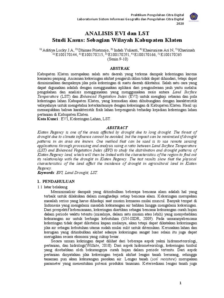 Analisis EVI & LST | PDF