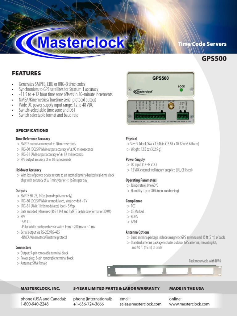 NTP Driven Clocks Time Code Servers NTDS16 GPS500: Technical ...