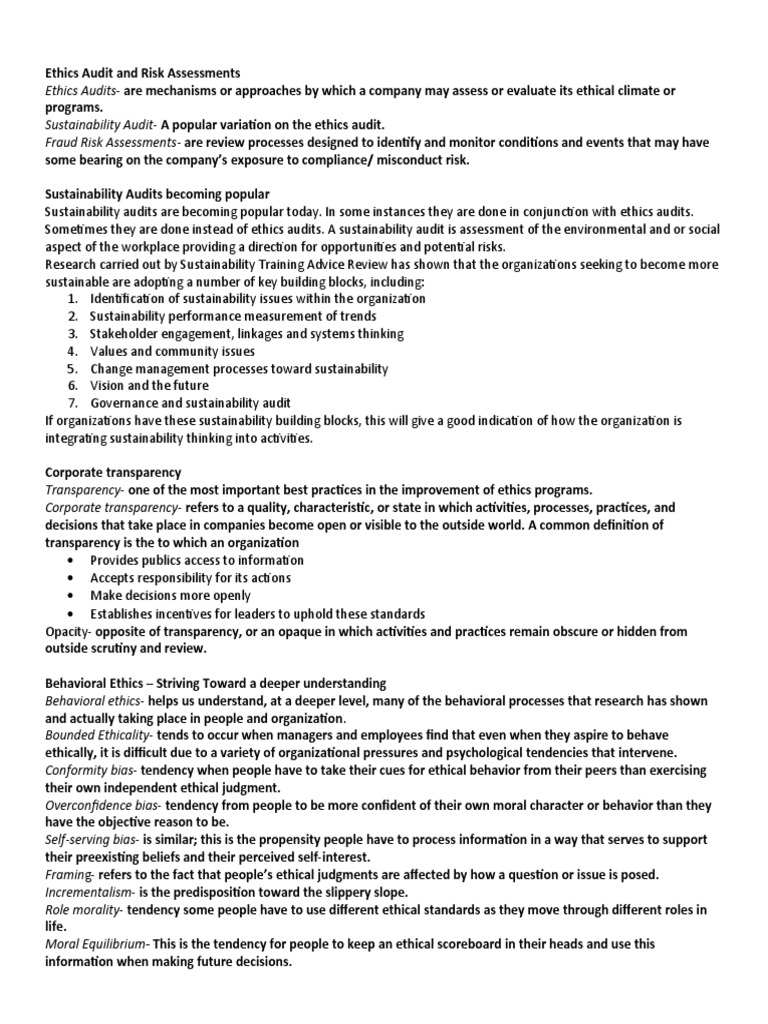 Ethics Audit and Risk Assessments | PDF | Audit | Bias