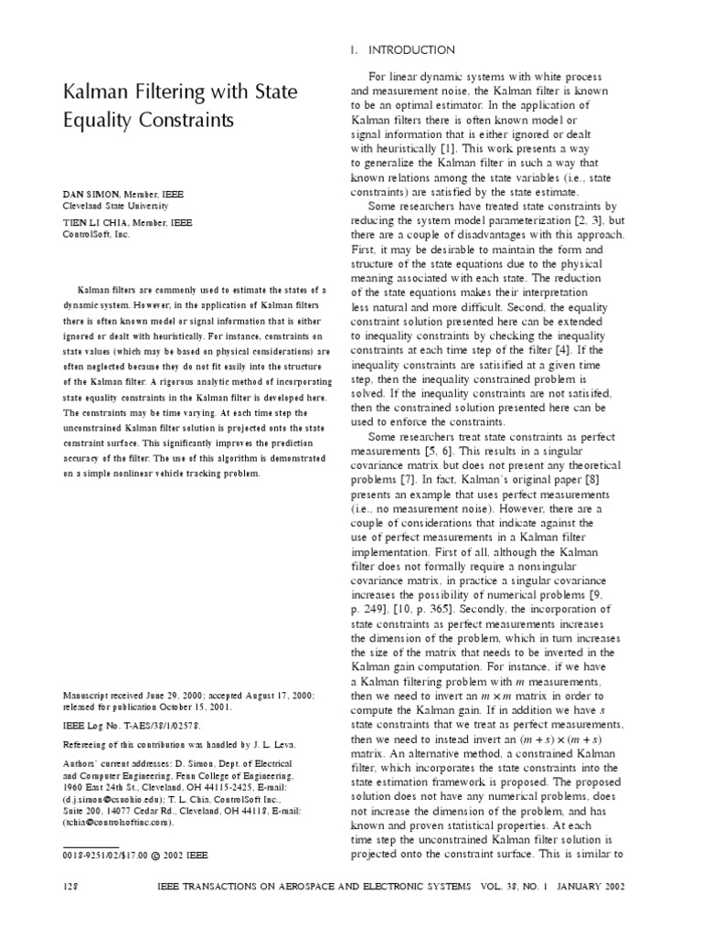 Kalman Filtering With State | PDF | Kalman Filter | Algebra