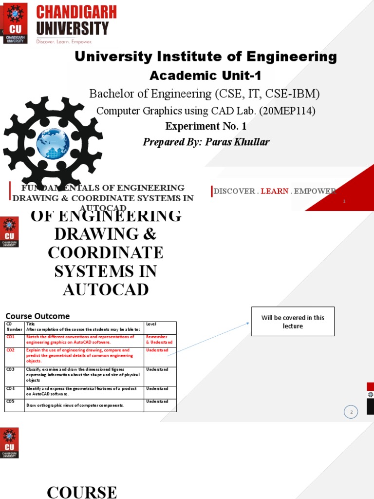 Fundamentals of Engineering Drawing & Coordinate Systems in AutoCAD ...