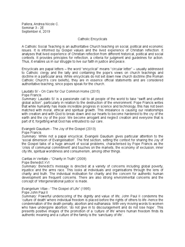 Catholic Encyclicals PDF | PDF | Catholic Church | Catholic Theology ...