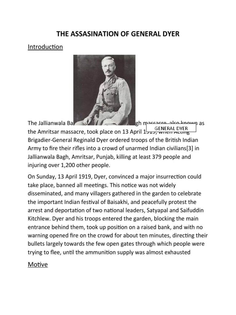 General Dyer Case | PDF | Conflicts | Indian Independence Movement
