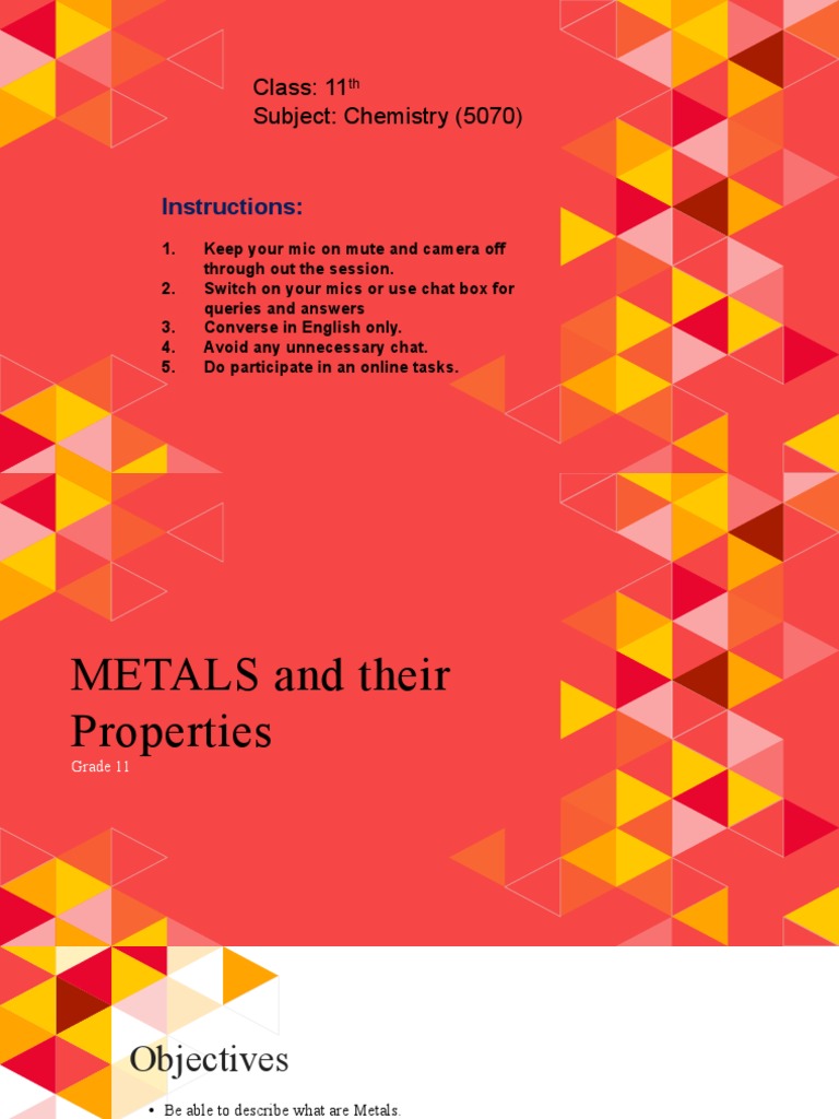 METALS Lesson 2 | PDF | Metals | Chemical Bond