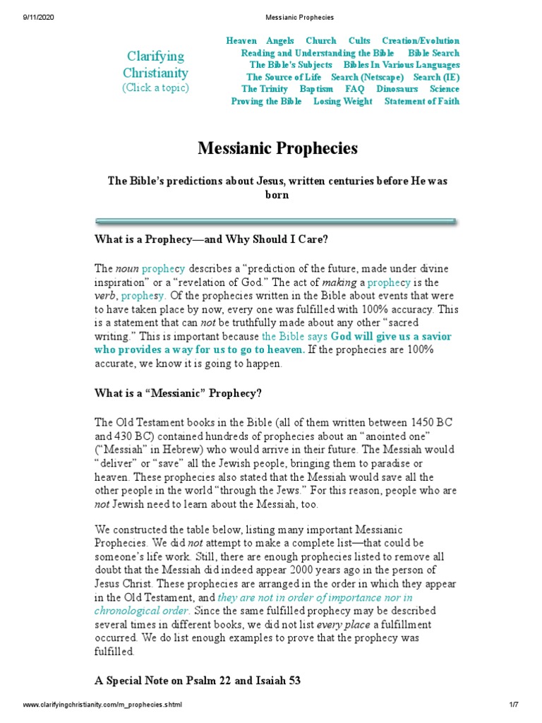 Messianic Prophecies | PDF | Messiah | Jesus
