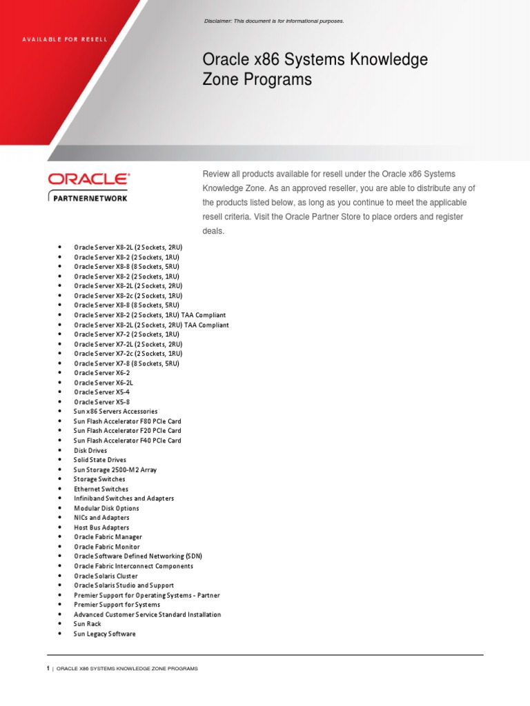 Oracle x86 Reseller Guide | PDF | Server (Computing) | Oracle Corporation