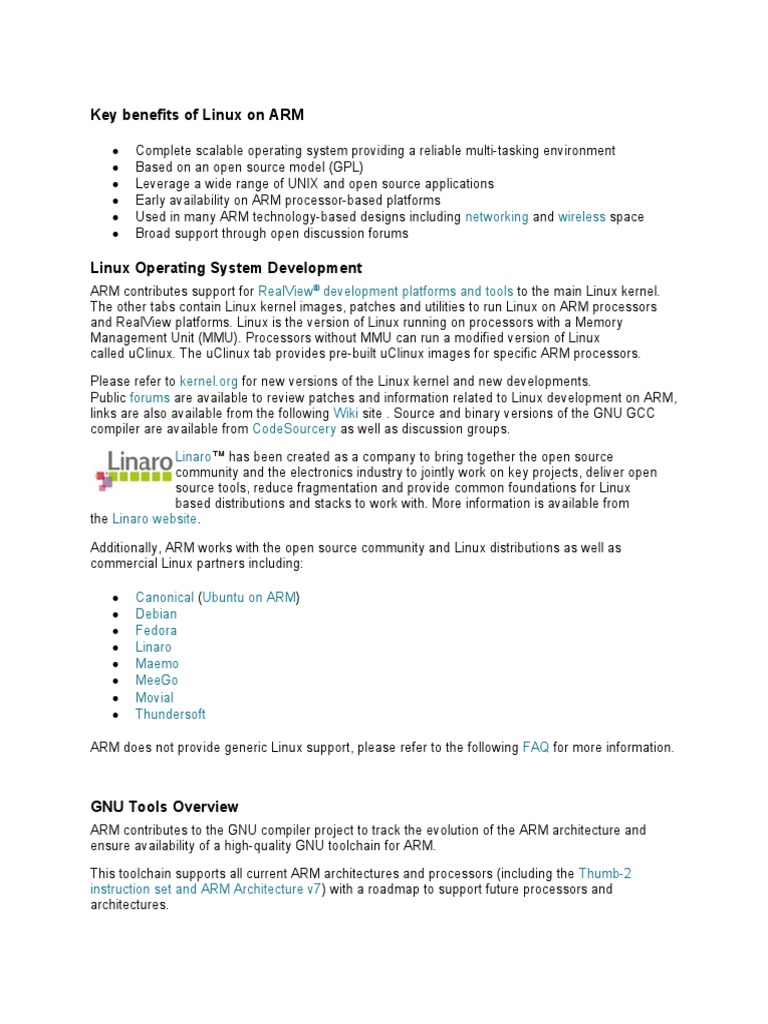 Key Benefits of Linux On ARM | PDF | Linux | Arm Architecture