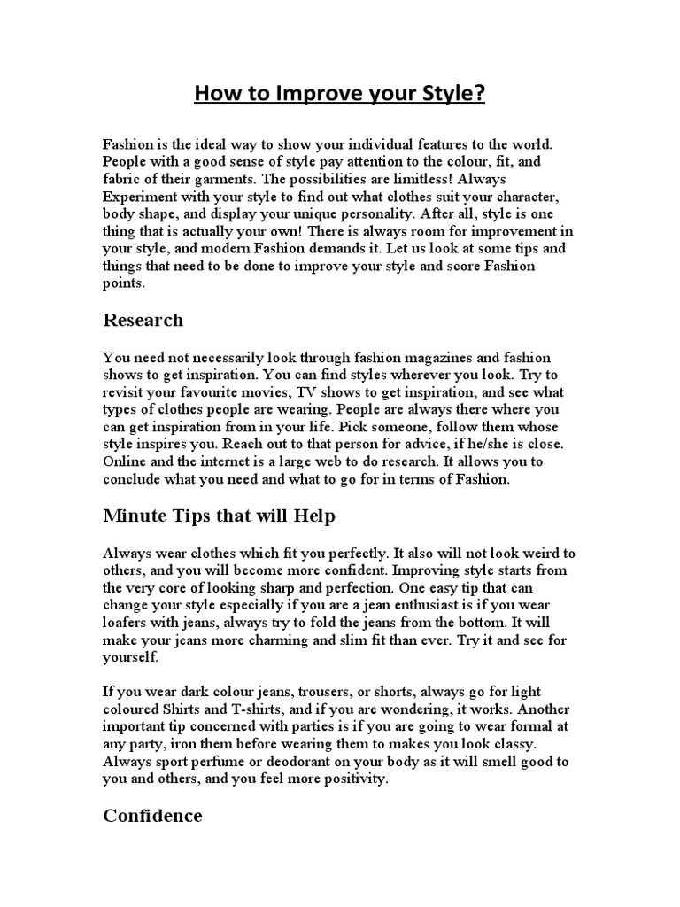 How To Improve Your Style | Download Free PDF | Clothing | Jeans