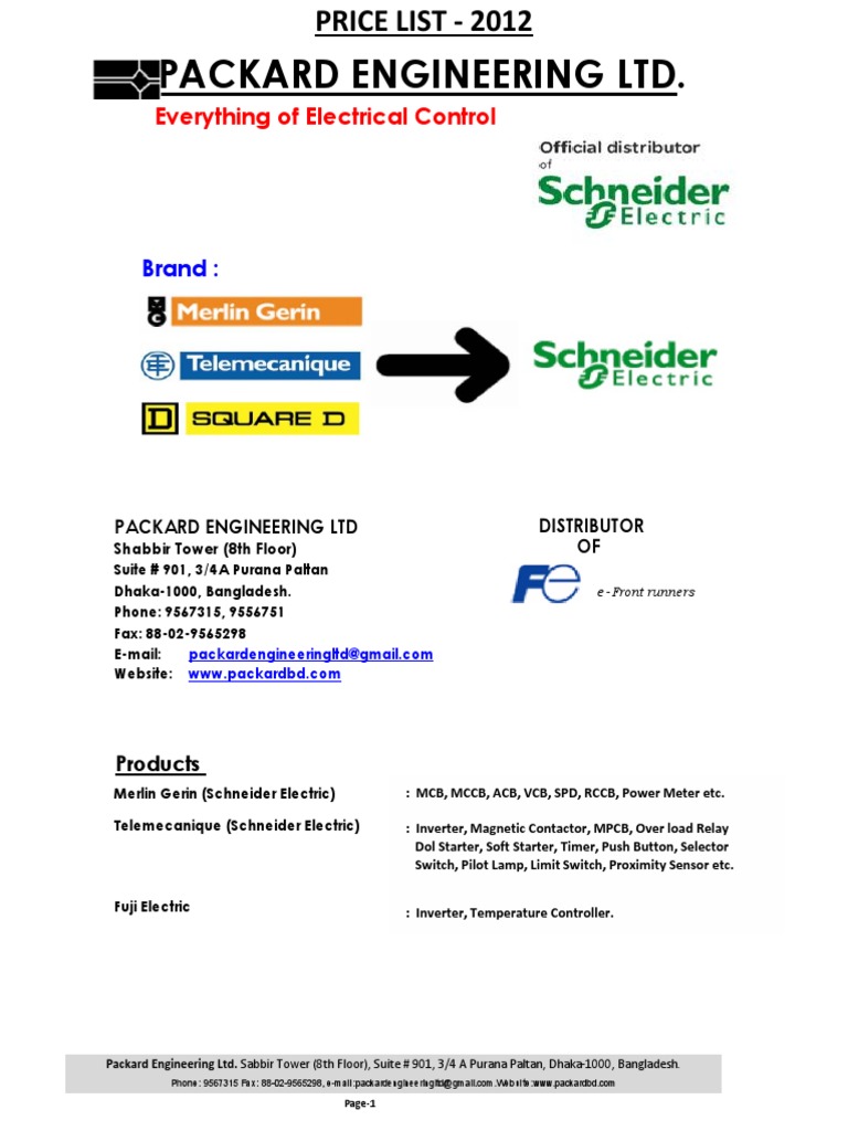 Schneider Price List (Packard Engineering) | PDF | Components | Power ...
