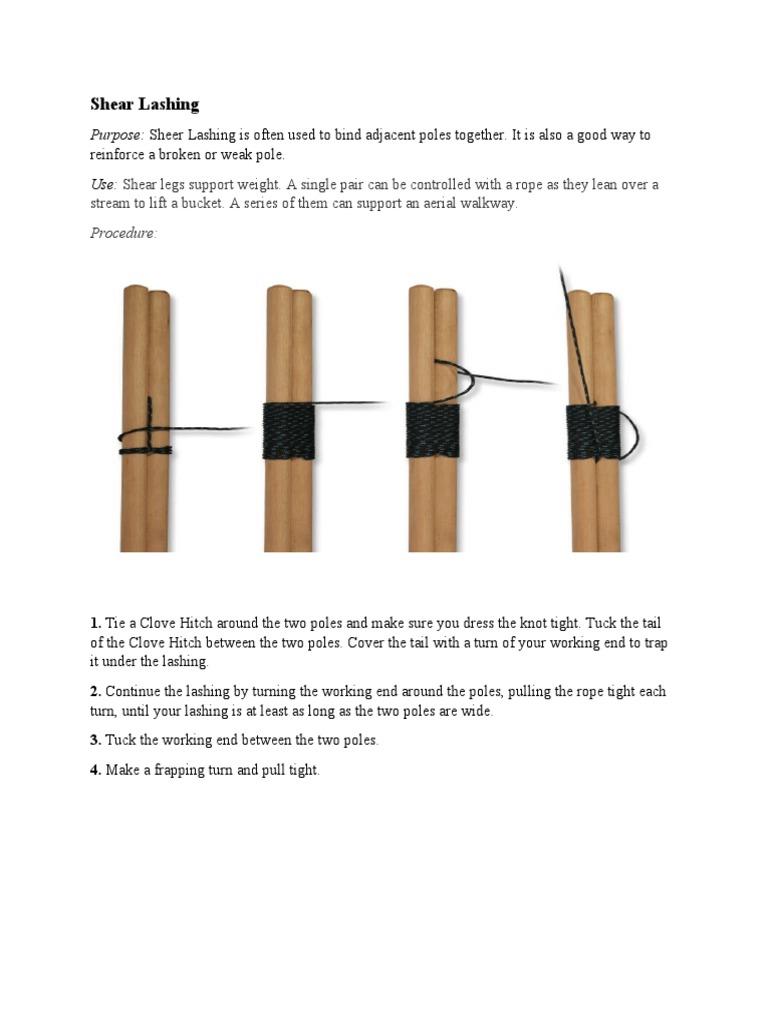 Shear Lashing: Reinforce A Broken or Weak Pole | PDF