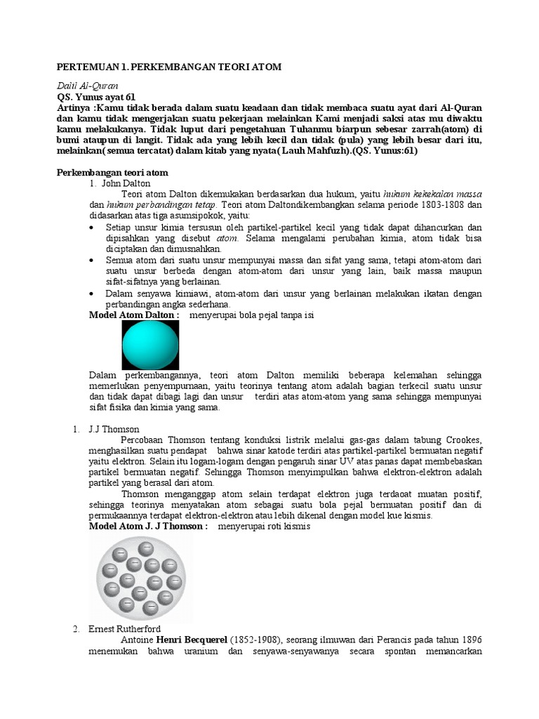 Ho Perkembangan Model Atom | PDF