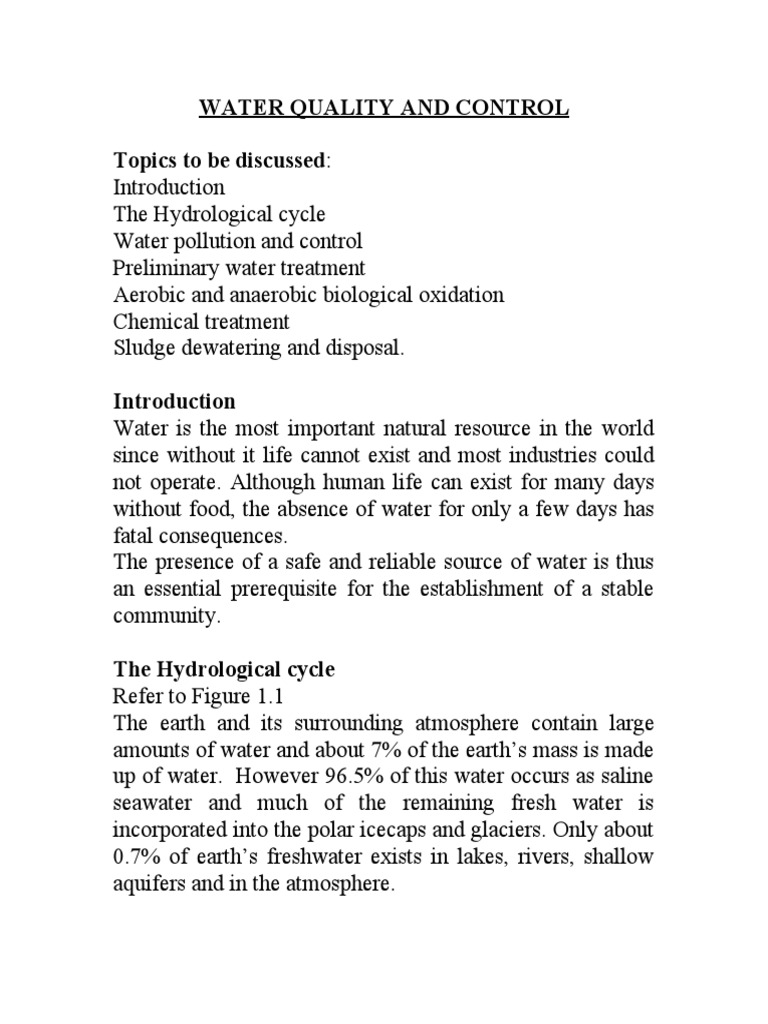 Water Quality and Control | PDF | Rain | Water Pollution