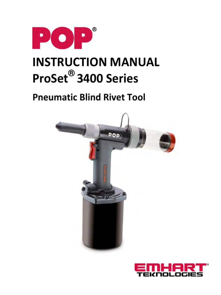 Rivet Gun Pop-Proset-3400-Manual | PDF | Mechanical Engineering | Manufactured Goods