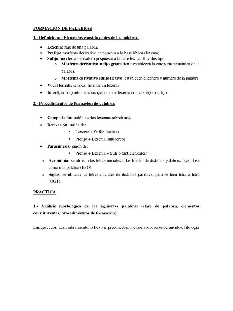 Formación de Palabras | PDF