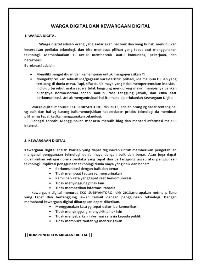 Warga Digital Dan Kewargaan Digital | PDF