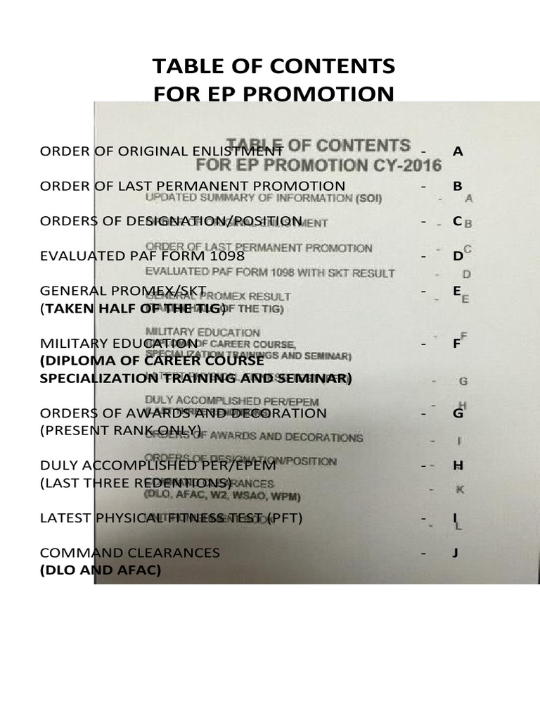 Table of Requirements for Evaluating Promotion Eligibility of ...