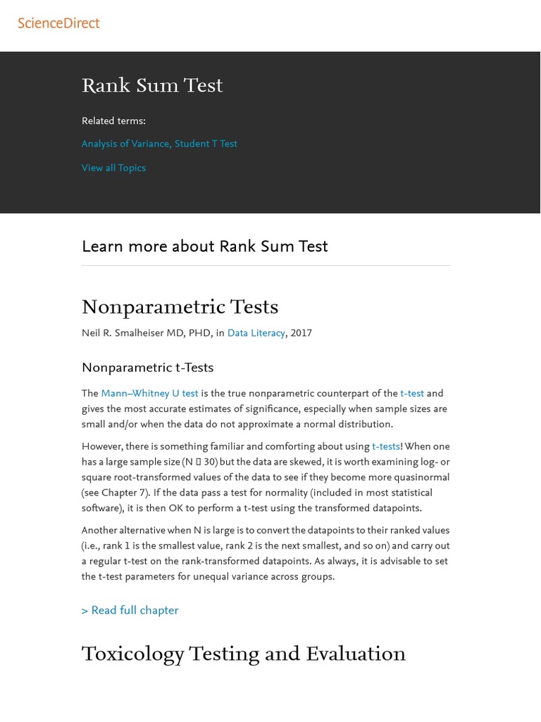 Mann - Whitney Test - Nonparametric T Test | PDF | Mann–Whitney U Test ...