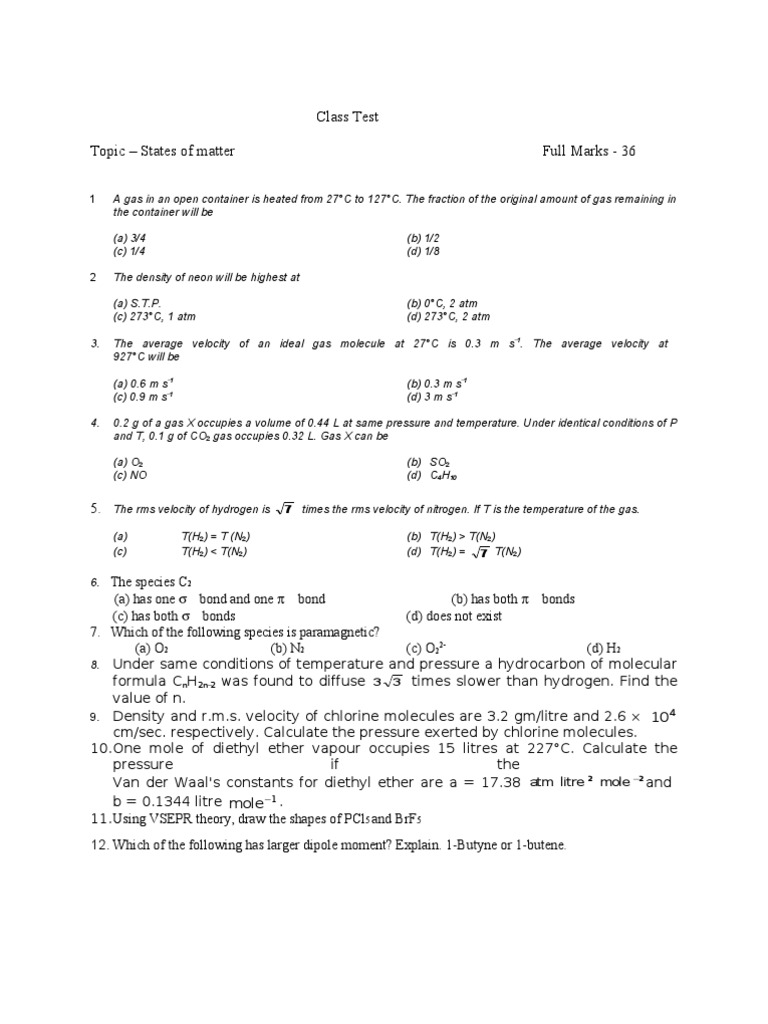 Class Test | PDF