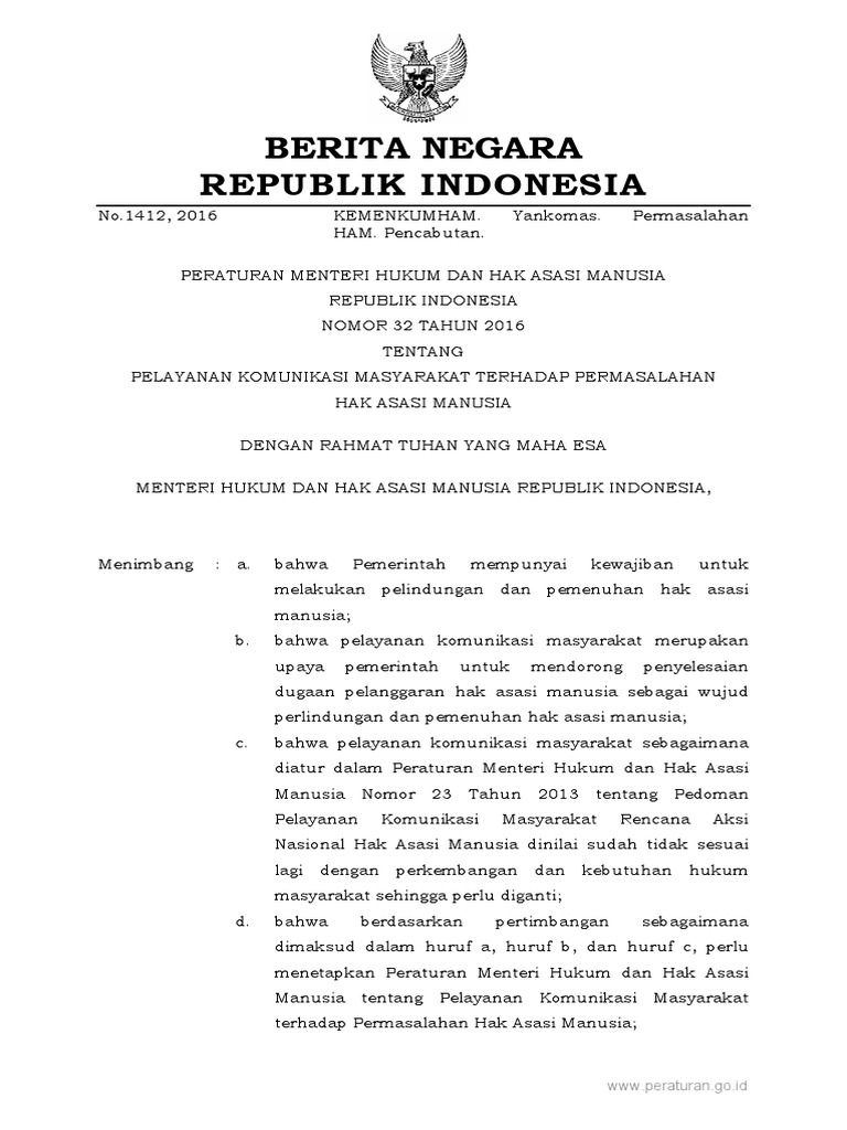 Permenkumham Tentang Yankomas | PDF