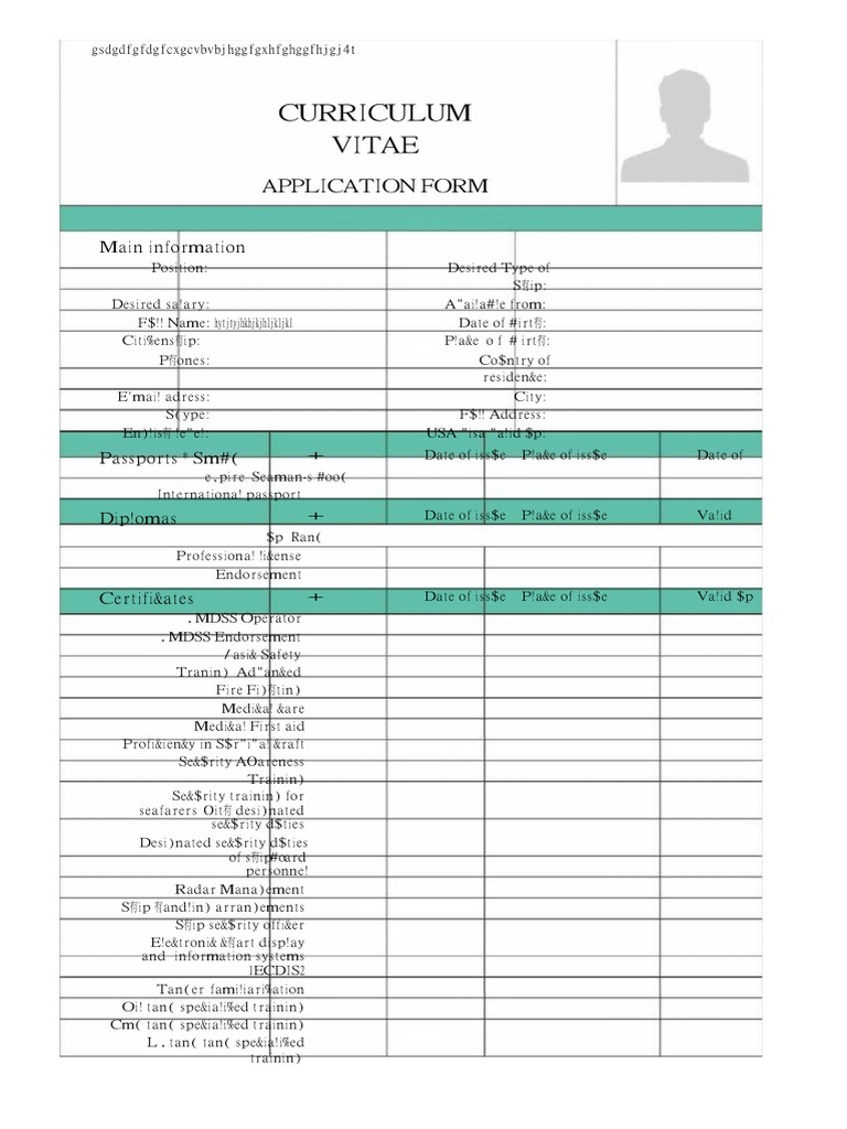 Curriculum Vitae: Application Form | PDF