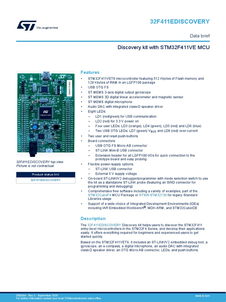 32F411Ediscovery: Discovery Kit With STM32F411VE MCU | PDF | Microcontroller | Classes Of Computers