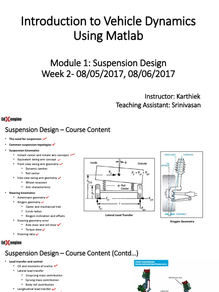 Suspension Design with Matlab | PDF | Steering | Center Of Mass