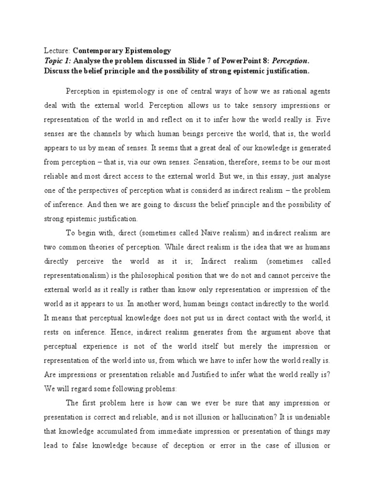 The Possibility of Strong Epistemic Justification in Indirect Realism ...