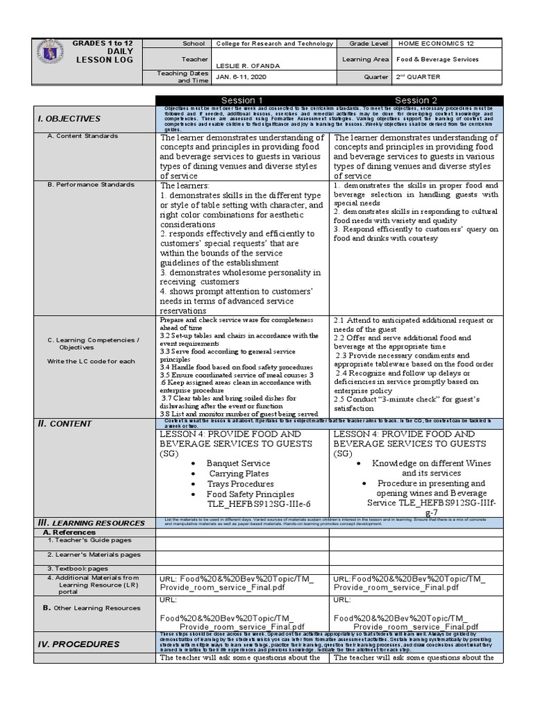 FBS DLL 4th | PDF | Educational Psychology | Teachers