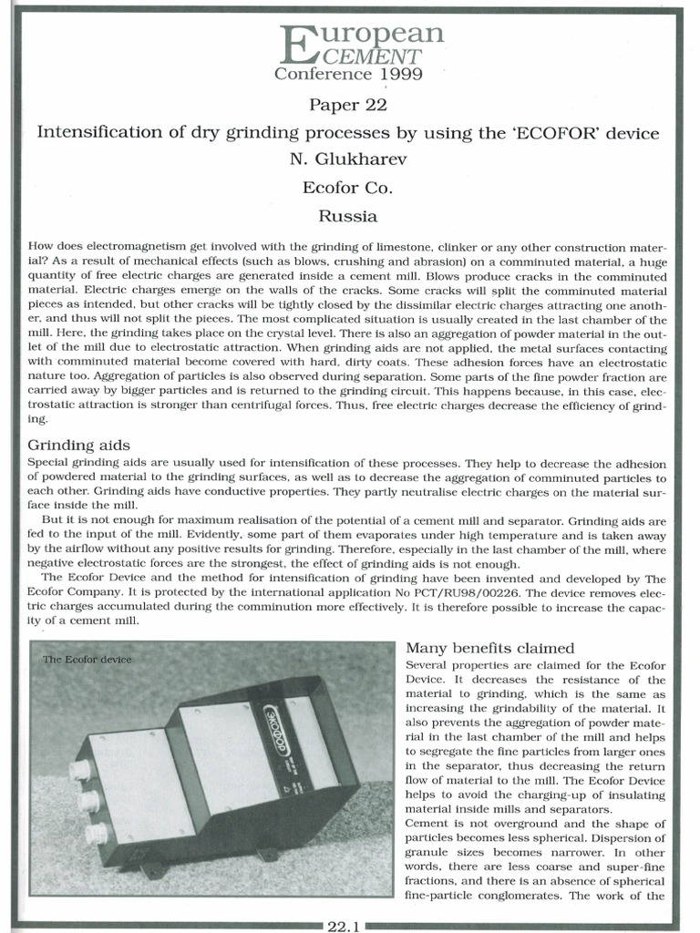 ECOFOR For Cement Mill - Intensification of Dry Grinding Processes by ...
